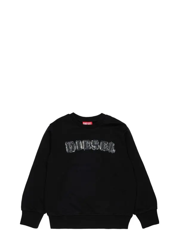 DIESEL® Logo-patch Distressed Sweatshirt - Black