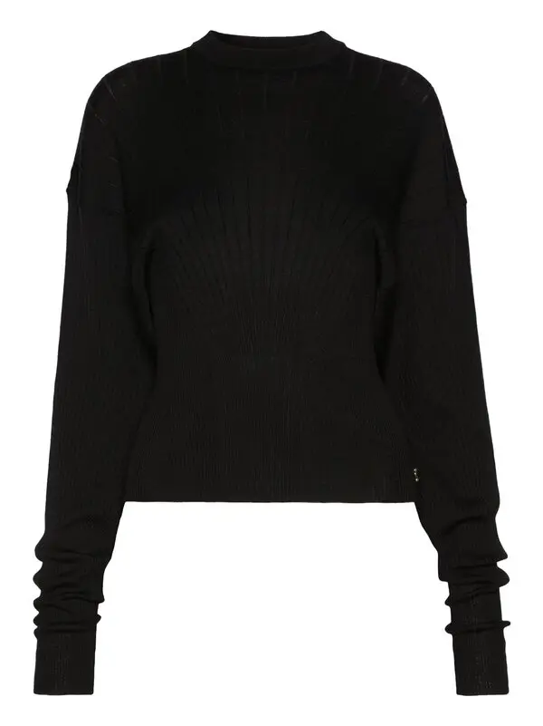 Sportmax Shaped Pure Wool Ribbed Sweater - Black
