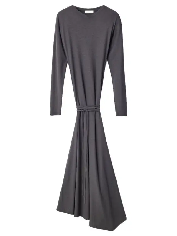LEMAIRE Fluid Long-sleeve Dress In Silky Jersey Crepe - Basalt
