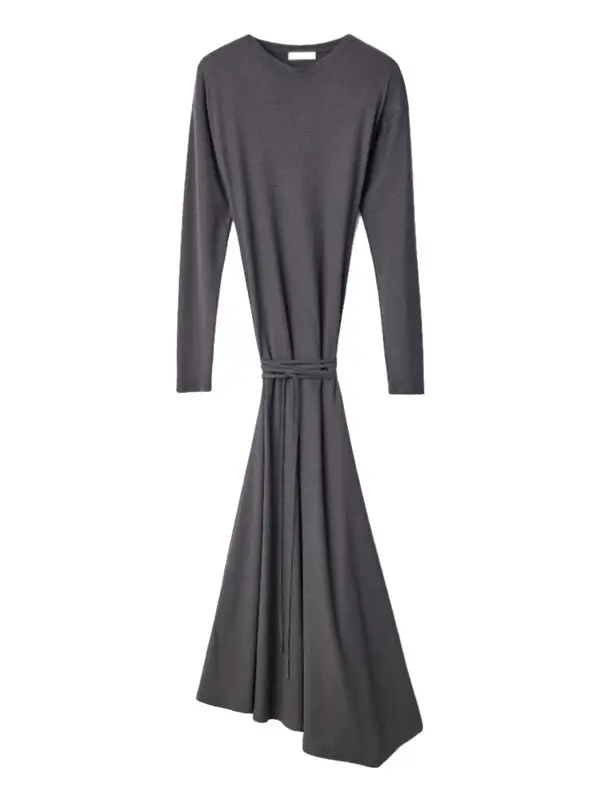 LEMAIRE Fluid Long-sleeve Tied-waist Dress - Basalt