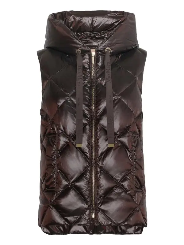 Max Mara Hooded Quilted Vest - Brown