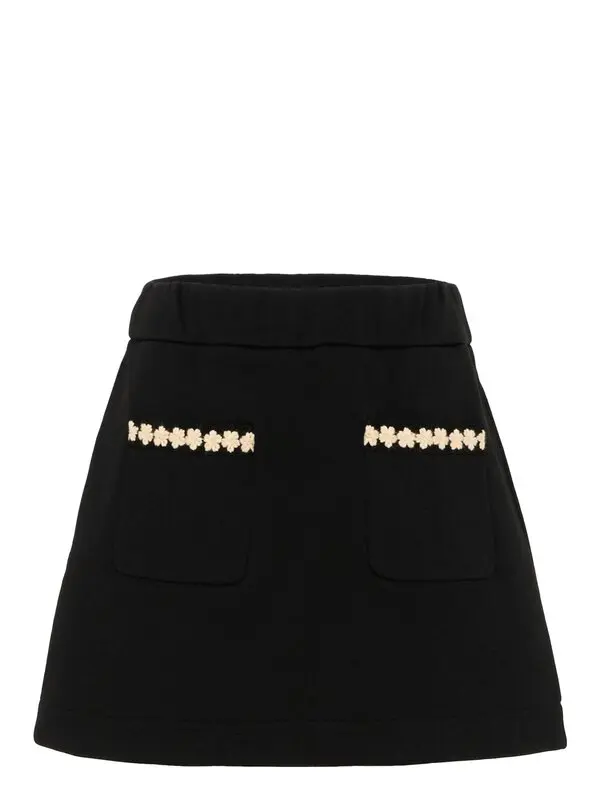 Moncler Floral Trim Cotton Skirt - Black