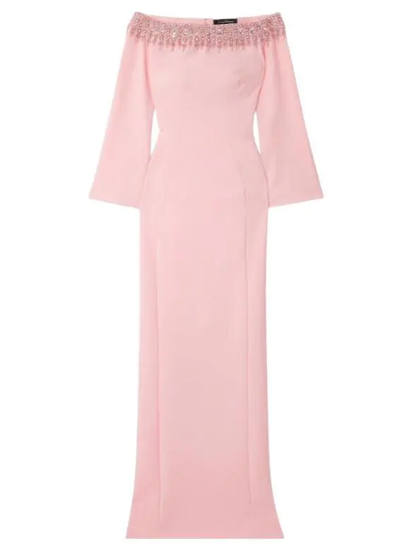 Jenny Packham Embellished Crepe Gown - Pink