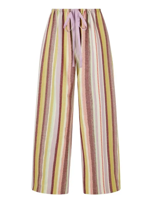 Anna Sui Mesa Striped Cotton-blend Straight-leg Drawstring Pants - No