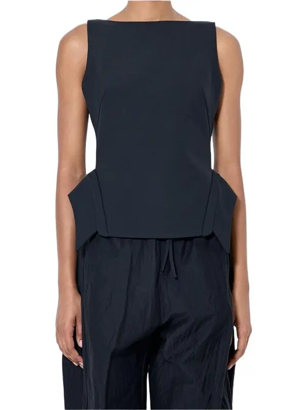 RÓHE Deconstructed Collar Top - Black