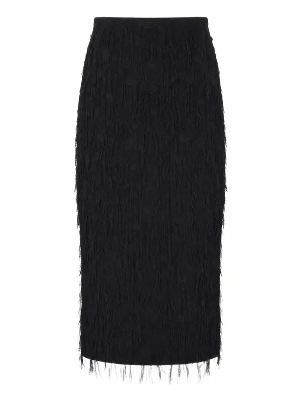 Patrizia Pepe Fringed Straight Hem Skirt - Black