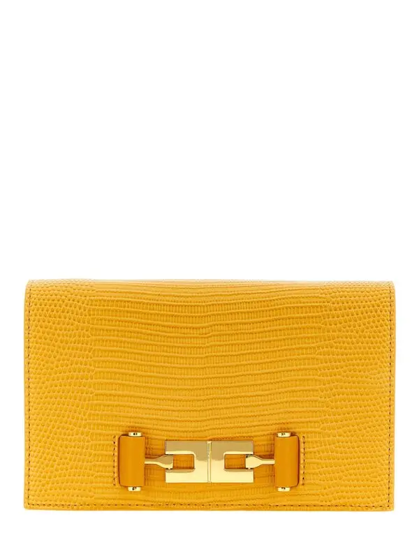 Elisabetta Franchi Lizard-effect Chain Shoulder Bag - Beige