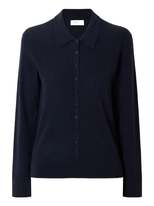 LISA YANG Slim-fit Cardigan With Lapel Neck - Black