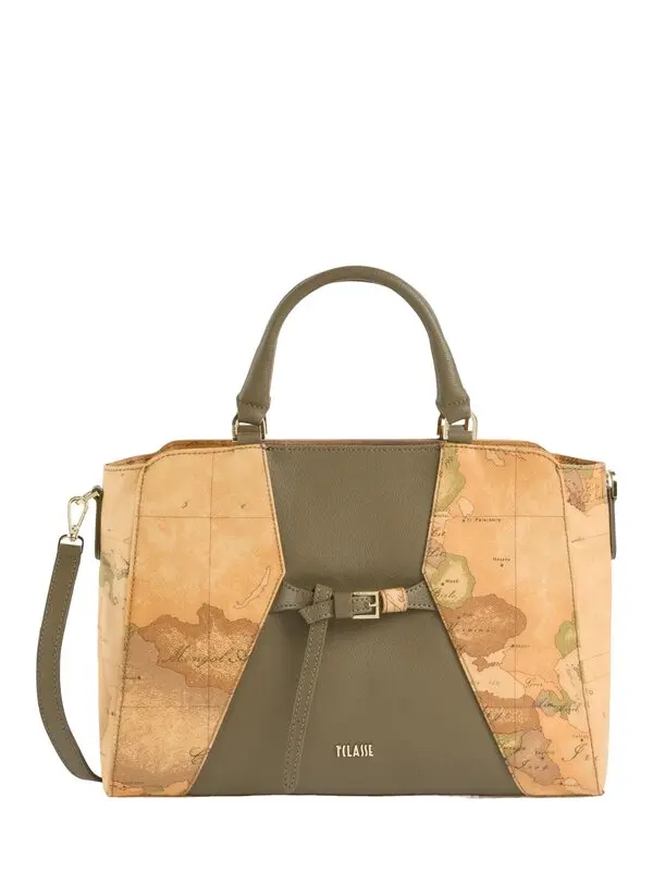 ALVIERO MARTINI 1A CLASSE Color-blocked Shoulder Bag - Green Olive