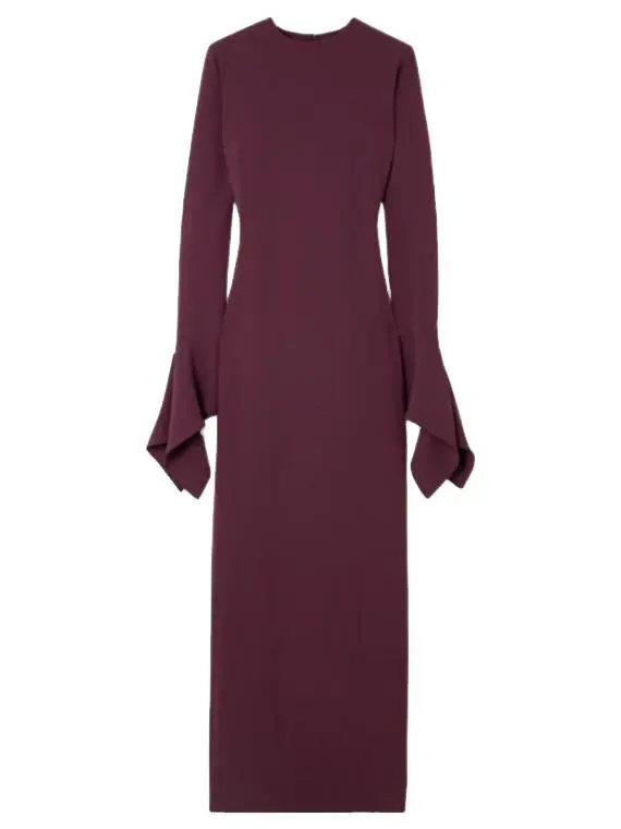 Solace Long Dress With Flared Sleeves - Red