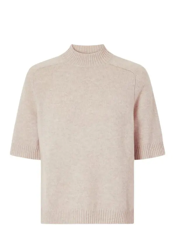 Loulou De Saison Mock Neck Half Sleeve Knit Top - Nude
