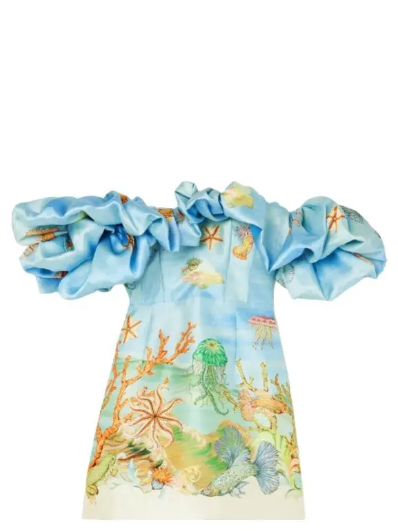 ALEMAIS Printed Mini Dress - Blue