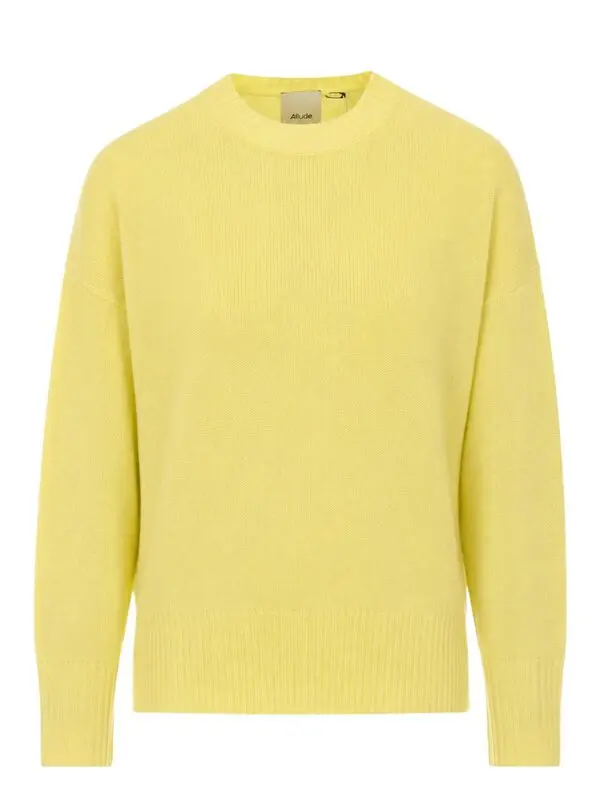 ALLUDE Crewneck Knitted Sweater With Ribbed Cuffs And Hem - Yellow