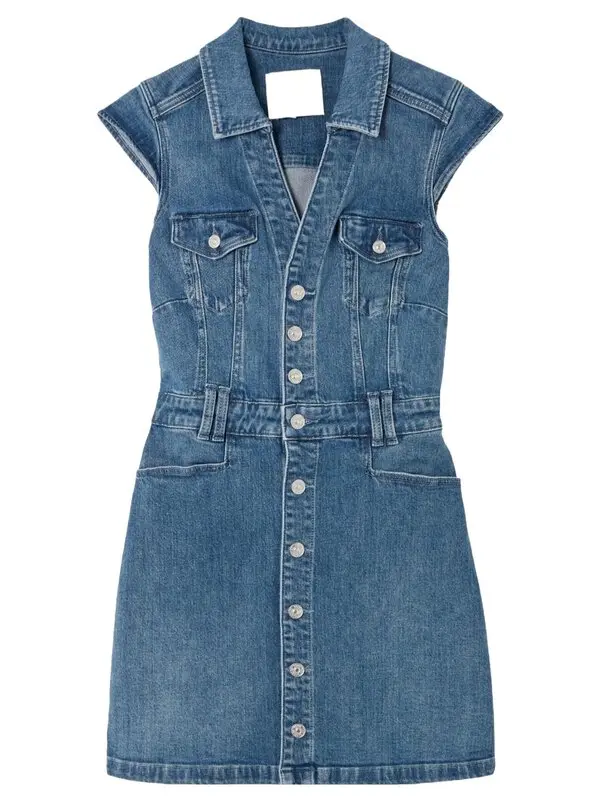 Paige Stretch Denim Mini Dress - Blue