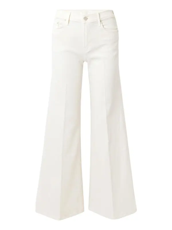 MOTHER Mid-rise Wide-leg Jeans - White