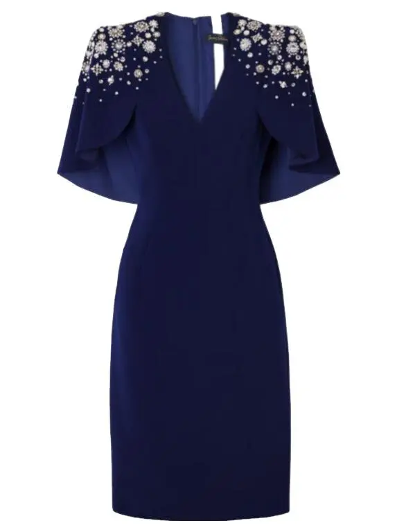 Jenny Packham Embellished Crepe Midi Dress - Black