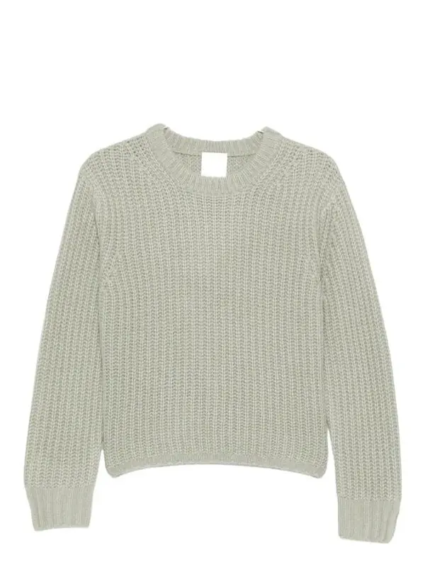 ALLUDE Long-sleeved Ribbed Knit Sweater - Green