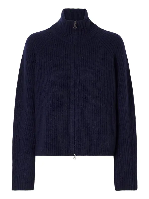LISA YANG High Neck Cropped Knit Jacket - Black