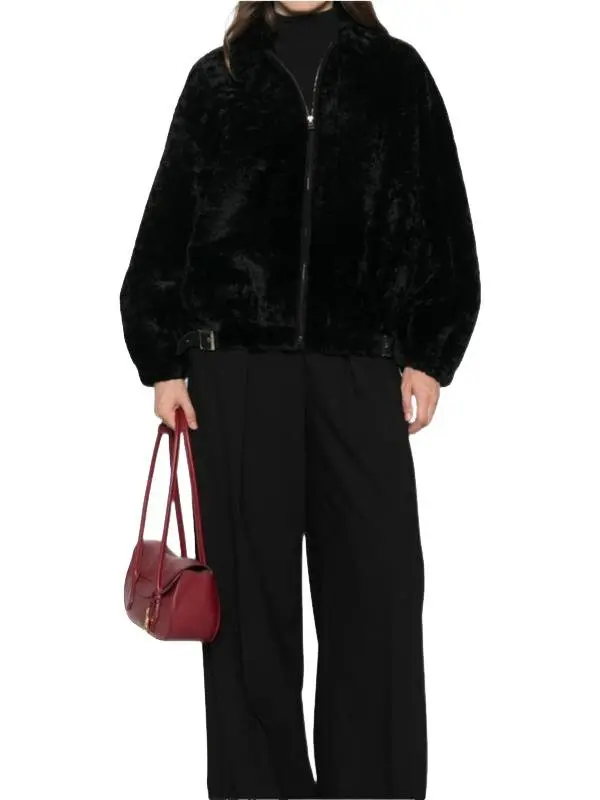 Simonette Ravizza Strappy Buckle-detail Fur Jacket - Black