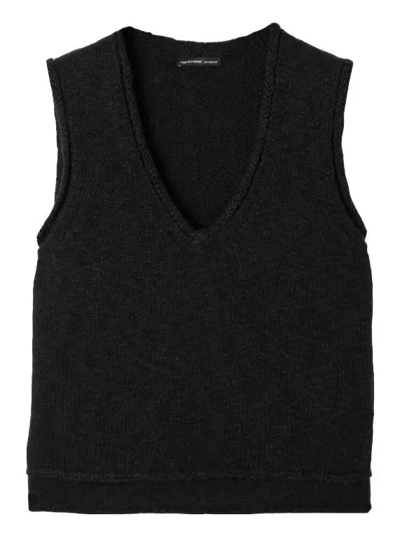 JAMES PERSE Ribbed Cotton And Linen-blend Tank - Black