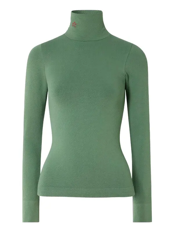 Perfect Moment Ribbed Modal-blend Turtleneck Top - Green