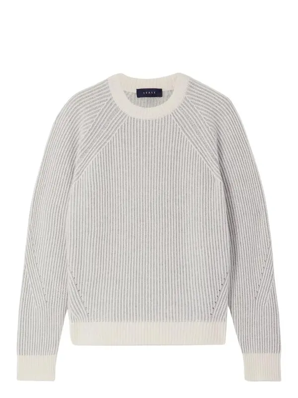 Sease Ribbed Cashmere Crew Neck Sweater - White
