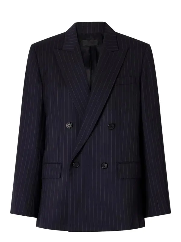 NILI LOTAN Striped Wool Blazer - Black