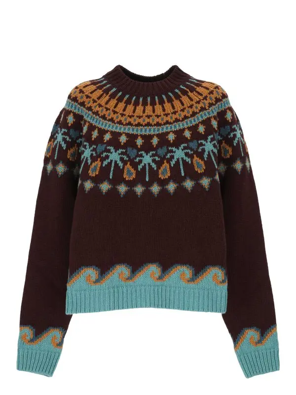 Alanui Crew Neck Sweater With Patterned Design - Black
