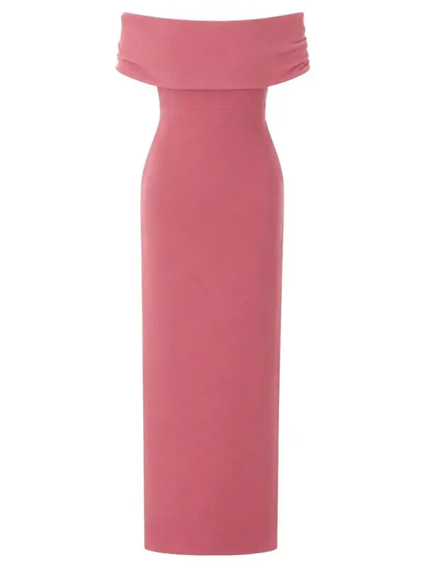 Solace Adele Off-the-shoulder Maxi Dress With Slit - Deep Rose