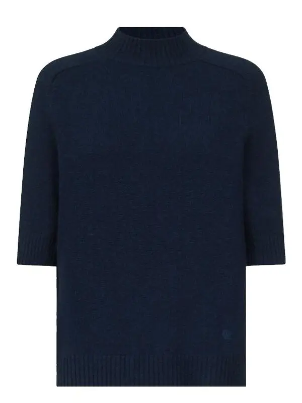 Loulou De Saison Ruth High Neck Knitted Top - Navy