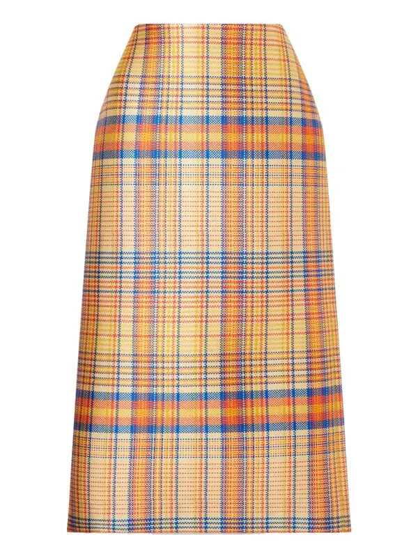 Brandon Maxwell Silk-blend Mikado Midi Skirt In Checked Pattern - Multicolor