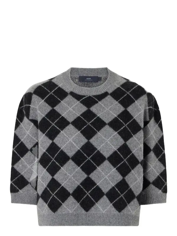 Arch4 Crew Neck Argyle Sweater - Grey