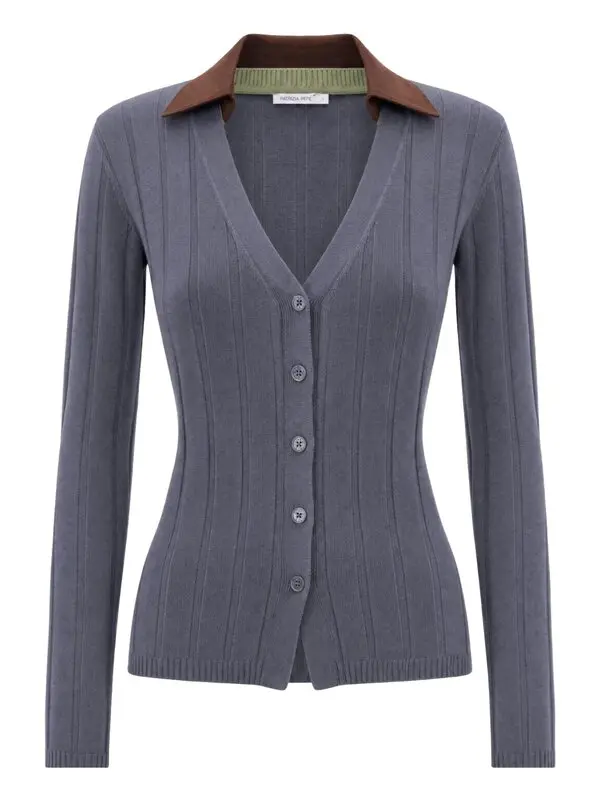 Patrizia Pepe V-neck Cardigan - Blue-grey