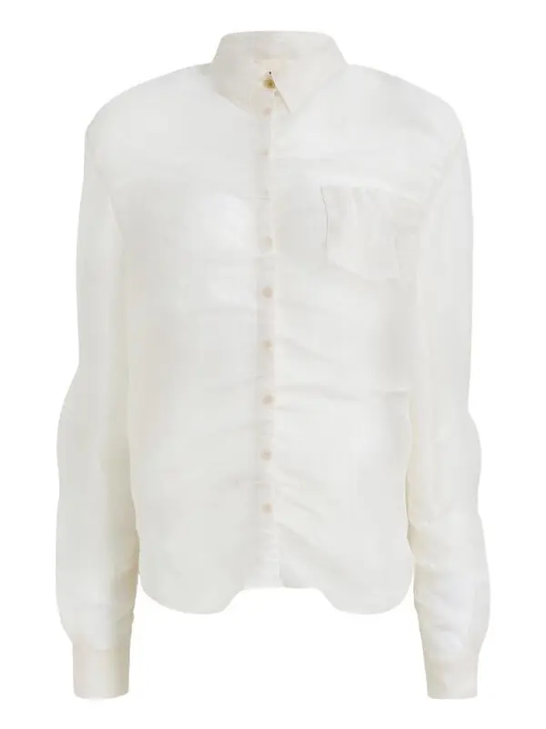 Khaite Allie Silk Organza Ruched Shirt - Chalk