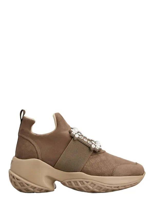 ROGER VIVIER Viv' Run Suede Sneakers With Buckle Detailing - Brown