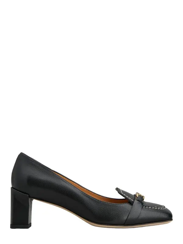 TOD'S Leather Pumps With T Timeless Accessory - Black