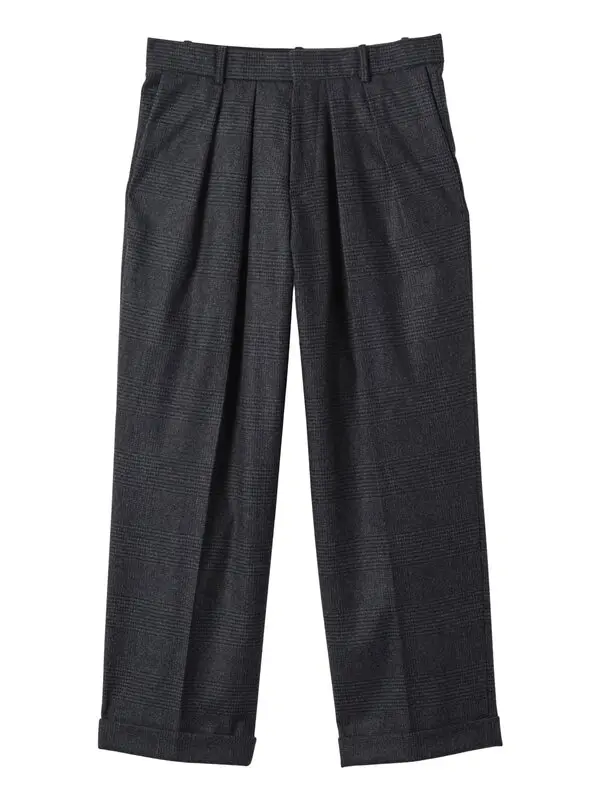 Johnstons Of Elgin Wool Cashmere Blend Glen Urquhart Check Trousers - Blue