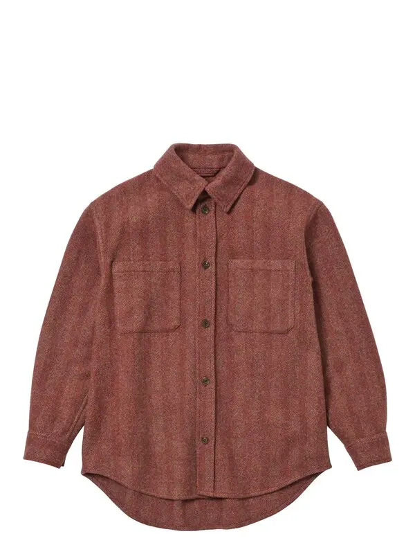 Johnstons Of Elgin Atholl Herringbone Overshirt - Red