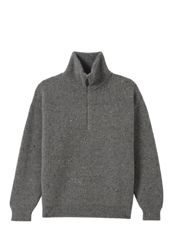 Johnstons Of Elgin Kinnaird Half Zip Donegal Cashmere Jumper - Grey