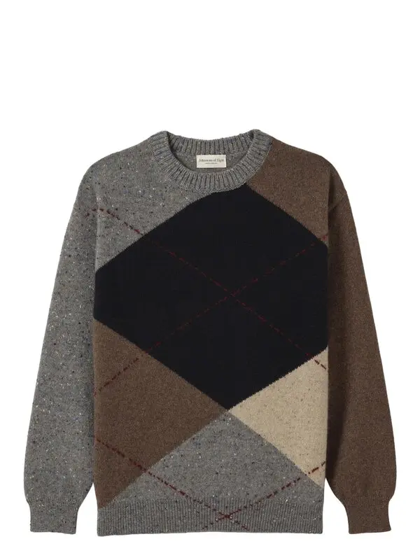 Johnstons Of Elgin Monteith Exploded Argyle Donegal Cashmere Jumper - Grey
