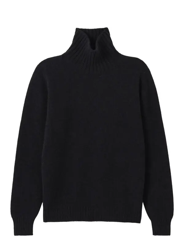 Johnstons Of Elgin Roll Neck Donegal Cashmere Jumper - Blue