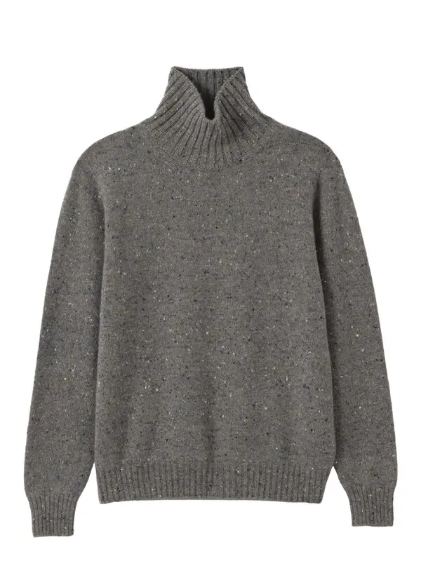 Johnstons Of Elgin Roll Neck Donegal Cashmere Jumper - Grey