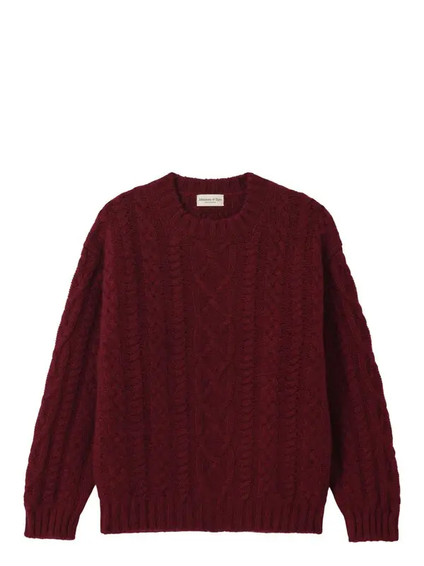 Johnstons Of Elgin Macdonald Dark Aran Cable Cashmere Jumper - Red