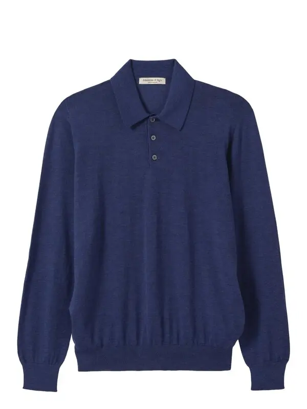 Johnstons Of Elgin Fin Uperfine Cahmere Polo Hirt - Blue