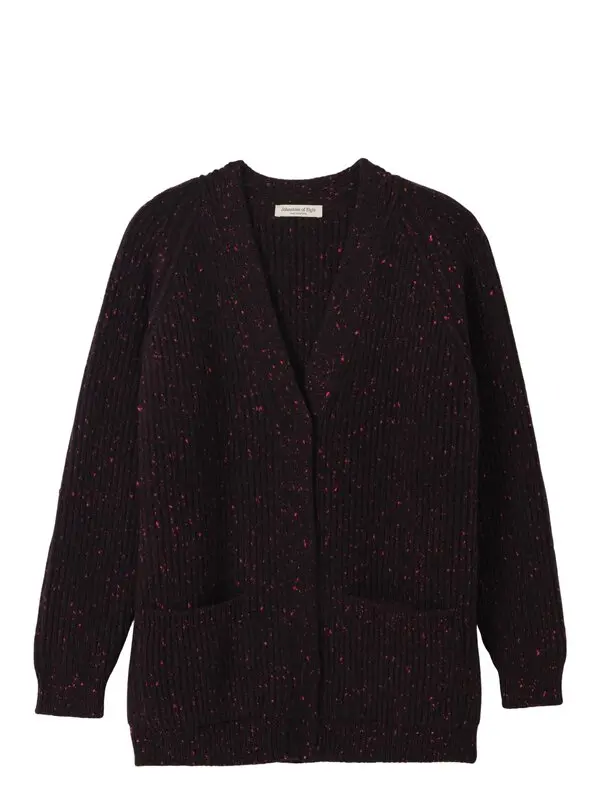 Johnstons Of Elgin Norah Ribbed Donegal Cashmere Cardigan - Purple