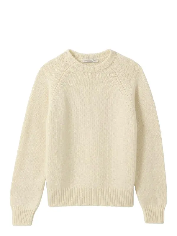 Johnstons Of Elgin Bay Marl Cashmere & Cotton Jumper - White