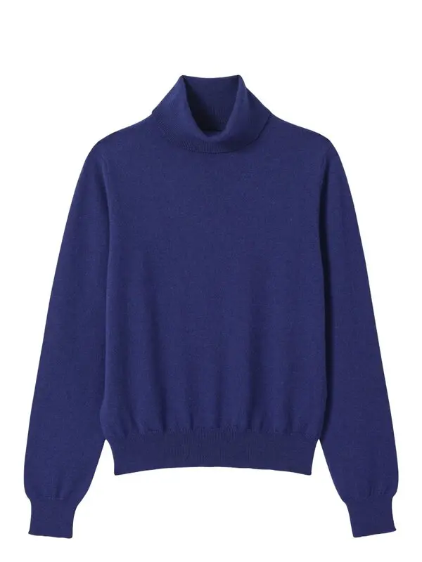 Johnstons Of Elgin Iris Classic Cashmere Roll Neck Jumper - Blue