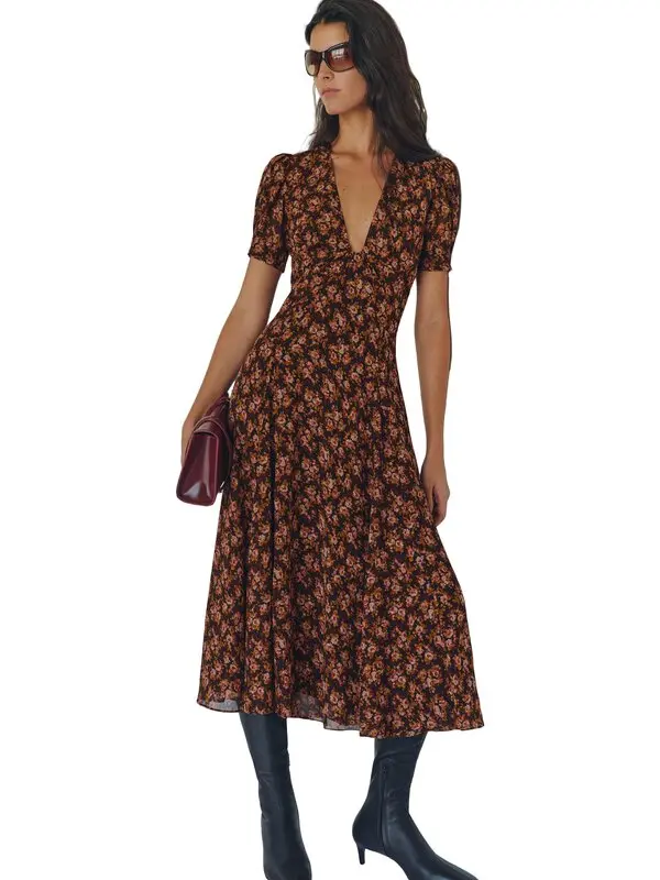REFORMATION Deja Dress - Brown