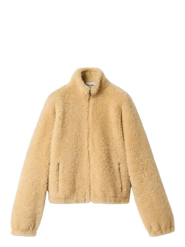 Miu Miu Shearling Blouson Jacket - Vanilla