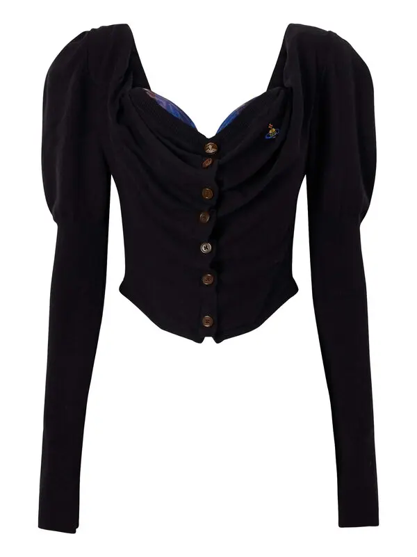 VIVIENNE WESTWOOD Bea Cotton And Cashmere-blend Corset Cardigan - Black